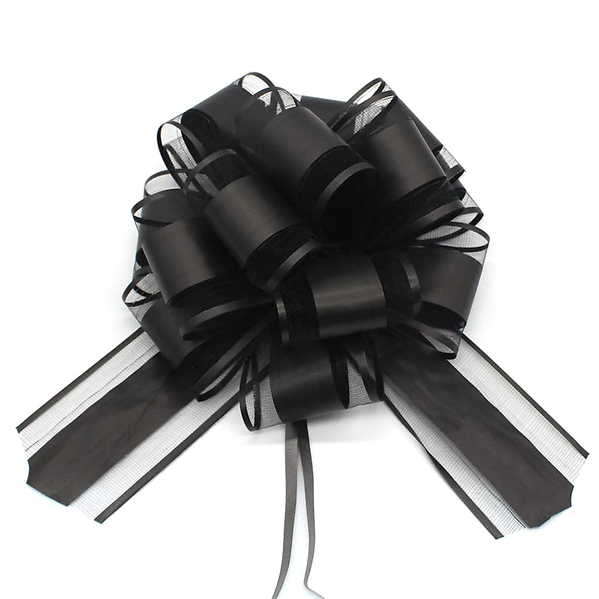 HSXJJ 6 PCS Large Pull Bows, black bows for gift wrapping,6 inches,Christmas Party Birthday Gift Wedding Ribbon Bows for Wrapping gift basket or Flower Decorations, Valentine's Day Gift Decorations