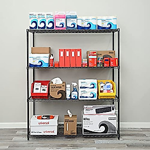 Alera All-Purpose Wire Shelving Starter Kit, Four-Shelf, 60w x 24d x 72h, Black Anthracite Plus