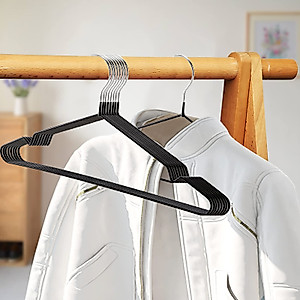 Tosnail 50 Pack 16-Inch Stainless Steel Wire Metal Hangers Non-Slip Hangers Closet Clothes Hangers Space Saving Hangers - Black