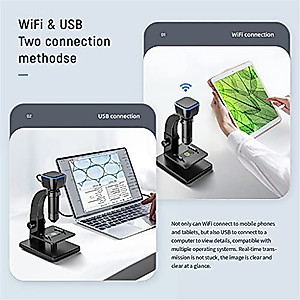 LXXSH 2000x WiFi Dual Lens Electronics Digital Microscope USB Phone PC Video Microscope for Microbial Observation