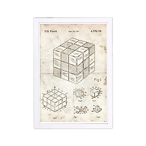 Wynwood Studio Symbols and Objects Framed Wall Art Prints 'Spatial Logical Toy 1983 Parchment' Home Décor, 13" x 19", Brown, White