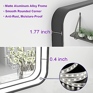 JSneijder 2-Piece LED Bathroom Mirror 32 Inch Backlit Round Mirror & 28x36 Inch Rectangular Mirror, Wall Mounted Dimmable Anti-Fog