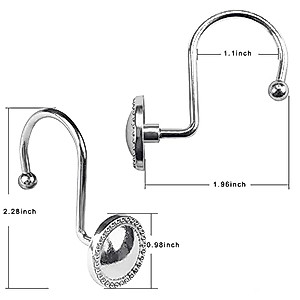 Shower Curtain Hooks, Set of 12 Chrome Shower Curtain Rings, Rust-Resistant Shower Hooks for Bathroom Shower Rod Curtains, Decorative Shower Curtain Hooks