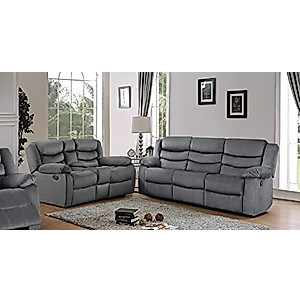 Lexicon Farren Fabric Manual Double Reclining Loveseat, Gray