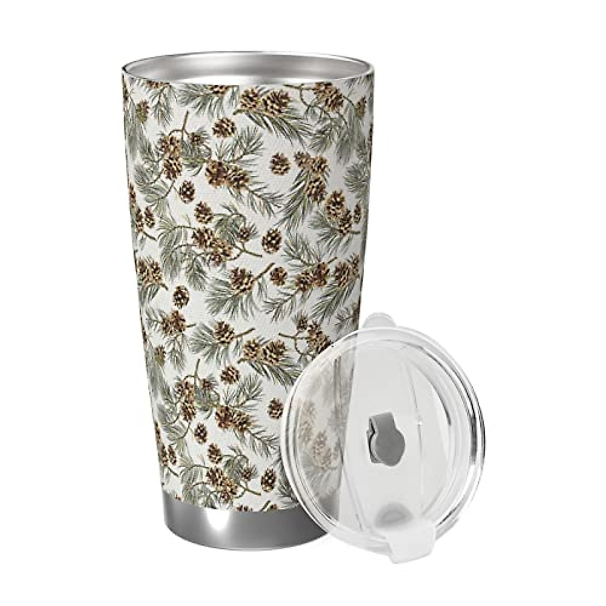 Evealyn Vintage Pine Cones Printed 20 Oz Tumbler Insulated Tumbler Travel Mug Stainless Steel Cup Coffee Mug With Lids For Home Outdoor Office