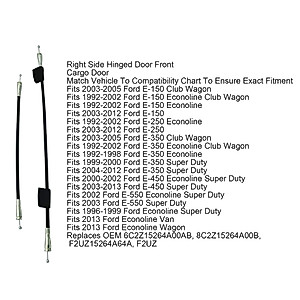 Kalanution Compatible with Ford (E150 E250 E350 Vans 1992-2013 Econoline Super Duty) Cargo Door Latch Release Cable - Premium Replacement