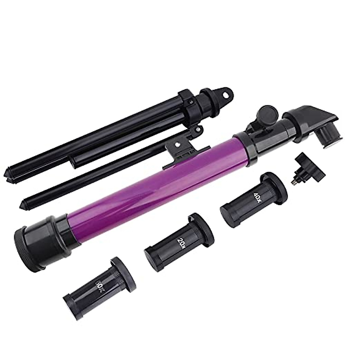 Zyyini Children's HD Telescope for Beginners, with 20X/40X/60X Interchangeable Eyepieces, Foldable Adjustable Tripod Space Astronomical Telescope(Purple)