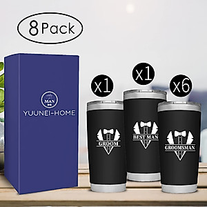 YUUNEI-HOME 8 Pack Groomsmen Tumbler and Bachelor Party Tumbler, Groomsmen Tumbler Cups for groomsmen gifts or Bachelor proposal Party Tumbler Gift