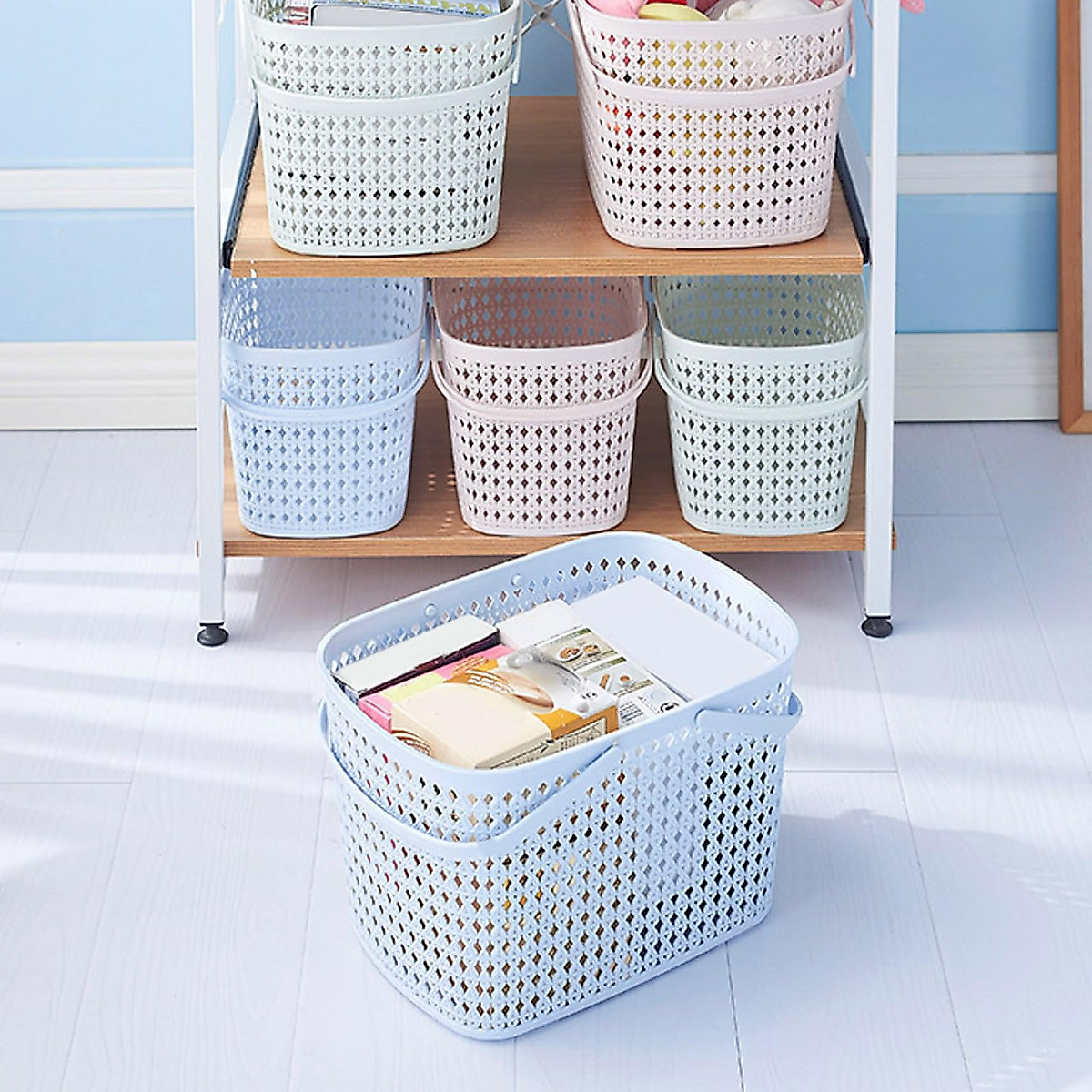 GpahrrDnij Portable Shower Caddy Basket Plastic Organizer Storage Tote with Handles Toiletry Bag Bin Box for Bathroom, College Dorm Room Essentials, Kitchen, Camp, Gym (A)