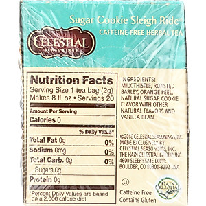Celestial Seasonings Sugar Cookie Sleigh Ride Tea Bags, 20 ct