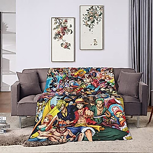 Anime Characters Blanket Flannel Fleece Blanket All Seasons Lightweight Air Conditioner Blanket Luxury Throw Blanket for Room Halloween Decorations Christmas Thanksgiving Gift 80"x60"