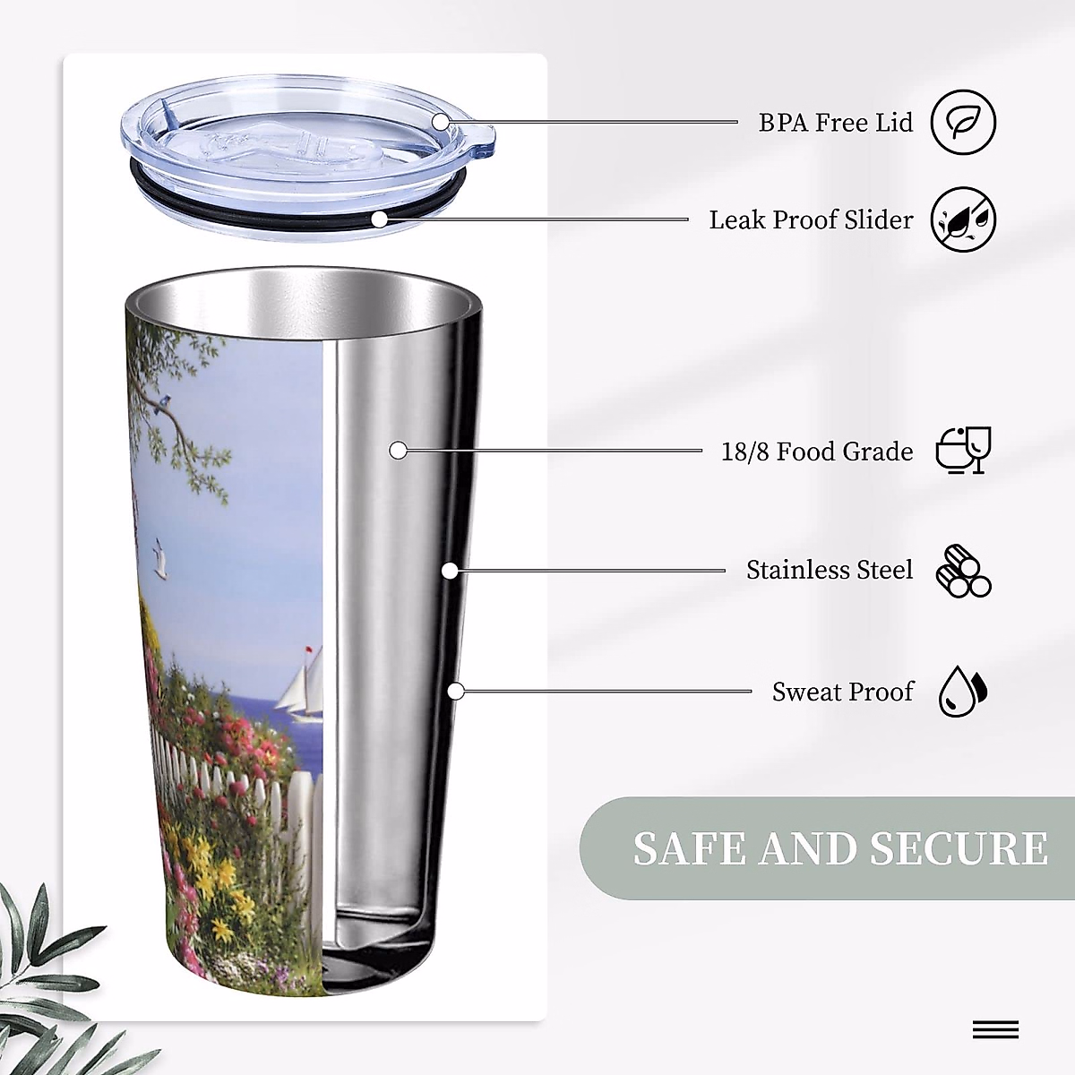 MORYEN 20 OZ Tumbler Double Wall Stainless Steel Cup Lighthouse Diamond Painting Printed Vacuum Insulated Coffee Cups Car Mug Home Office Travel