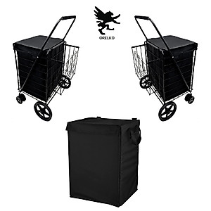 Jumbo Waterproof Shopping Cart Liner, 600D Oxford Zipper Closure, for Groceries & Laundry Bag
