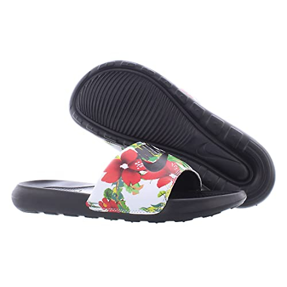 Nike Victori One Women's Print Slides Shoes,White/Siren Red/Atomic Green/Black Size 7