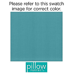 Pillow Perfect Forsyth Solid Indoor/Outdoor Patio Seat Cushions, Plush Fiber Fill, Weather and Fade Resistant, 2 Count, Turquoise, Square Corner 16"x18.5" Blue