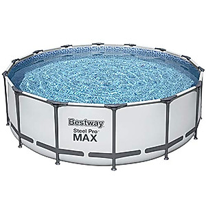 Bestway Steel Pro MAX 14 Foot x 48 Inch Round Metal Frame Above Ground Outdoor Swimming Pool Set with 1,000 Filter Pump, Ladder, and Cover……