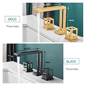 IPDBLBYL Art Design Bathroom Faucet Cold and Hot Deck Mounted Tap All Brass Dual Handles Basin Tap Bathtub Faucet (Color : Black)