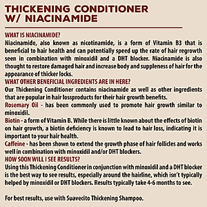 Suavecito Hair Thickening Conditioner With Niacinamide For Thinning Hair - Biotin Conditioner With Caffeine - Repairs Damaged Hair & Fights Hair Loss