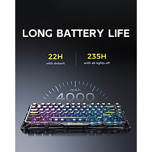 GravaStar Mercury K1 Lite 75% Mechanical Keyboard, Gasket Hot Swappable Gaming Keyboard, Pre-lubed Linear Switches, RGB Backlit Wireless Keyboard - Transparent Black