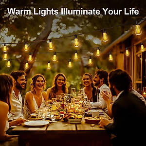 Outdoor String Led Patio Lights - 100Ft 30M Outside Waterproof Light With Remote Dimmable ST38 Shatterproof Bulb Connectable Hanging Outdoor Electric Lighting For Backyard Yard Gazebo Porch Party