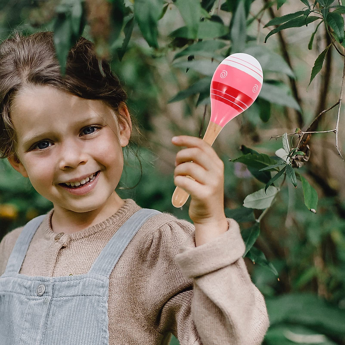 ERINGOGO Maracas 2 PCS Maracas Hand Painted, 8 Wooden Sand Hammer Rumba Shakers for Kids, Latin Hand Percussion Instrument, Noisemaker Party Favors Supplies