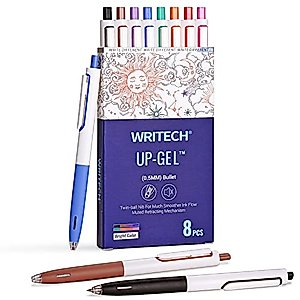 WRITECH Retractable Gel Ink Pens: Multicolor 0.5mm Fine Point Pen No Smear & Bleed for Journaling Sketching Drawing Notetaking Extra Smooth Writing Silent Click Pen Set Up-Gel 8ct