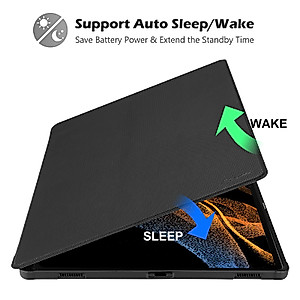 ProCase Galaxy Tab S8 Ultra Case 14.6 Inch 2022 with S Pen Holder Model X900 X906, Slim Stand Protective Cases Smart Folio Cover for 14.6 in Galaxy Tab S8 Ultra Tablet 2022 SM-X900 SM-X906 –Black