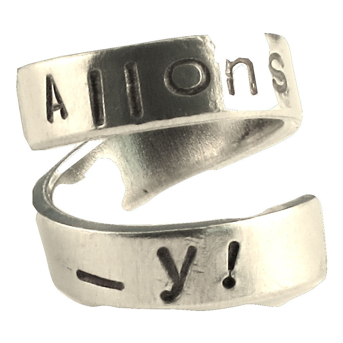 Allons-y!- Dr Who Inspired Whovia Jewelry Adjustable Aluminum Wrap Ring