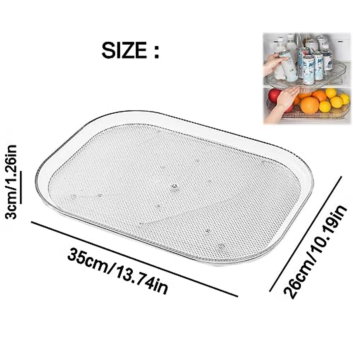 FERGRELM Square Lazy Susan Organizer for Refrigerator, Turntable Organizer for Refrigerator, Countertop Condiment Storage Rack, Clear-13.74 X 10.19 X 1.26 Inches