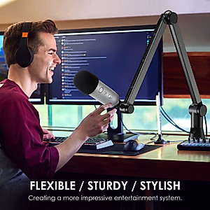 YOUSHARES Blue Yeti Mic Stand with Blue Yeti Pop Filter - Premium Mic Arm for Blue Yeti, Heavy Duty Blue Yeti Boom Arm with Cable Management, 3/8" to 5/8" Adapter,