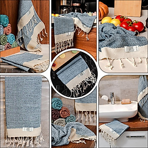EPHESUS TOWELS Hand Towels - Set of 2 | 18" x 30" - Decorative Turkish Hand Towel for Bathroom, Kitchen, Guest, Face, Hair, Tea, Dishcloth (Herringbone, Baby Blue)