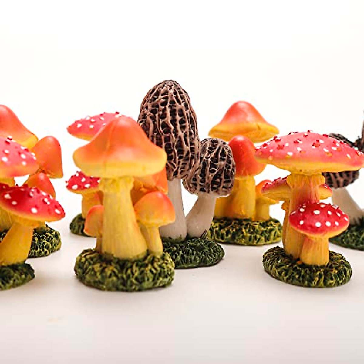 X Hot Popcorn 9PCS Mini Mushroom Figurines Mushroom Resin Figures Fairy Garden Miniature Moss Landscape Model for Garden Ornaments Plant Pots Bonsai Crafts