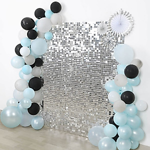 Silver Shimmer Backdrop Disco Backdrop Wedding Silver Shimmer Wall Backdrop Panels Christmas Glitter Wall Background for Bachelorette Party Bridal Shower Stage Panel(24 Packs)