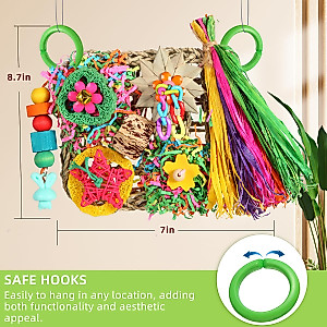 Bird Toys, Parakeet Toys Bird Foraging Toys Grass Mat Climbing Wall for Parakeet,Parrot,Cockatiel,Conure,Lovebird,Budgie Cage Small to Medium Birds (Warm Sun)