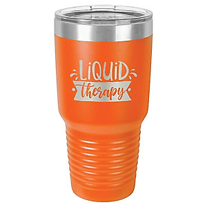 LIQUID THERAPY Orange 30 oz Tumbler With Straw and Slide Top Lid | Stainless Steel Travel Mug | Compare To Yeti Rambler