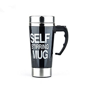 Mengshen Self Stirring Mug - Portable Lazy Auto Mixing Tea Coffee Cup Perfect For Office Home Outdoor Gift 450ml, A008A Black