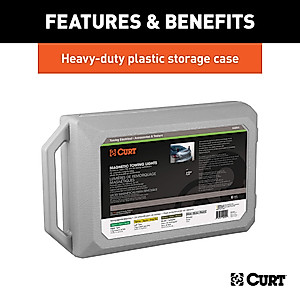 CURT 53204 Magnetic Trailer Lights for Dinghy Towing, 4-Pin Flat Plug, Stop Tail Turn, Storage Case