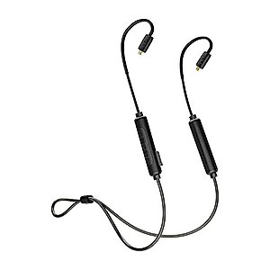 MEE audio BTX2 Bluetooth Wireless MMCX Adapter Cable with aptX & aptX Low Latency, Microphone & Remote, Bluetooth 5.0, IPX5 Sweat Resistance, Black (BTX2-BK)