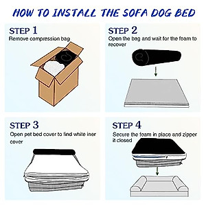 MIAO PAW Comfortable Orthopedic Dog Beds for Medium Large Dogs Egg- Foam Dog Crate Bed Removable Bolsters Washable Cover