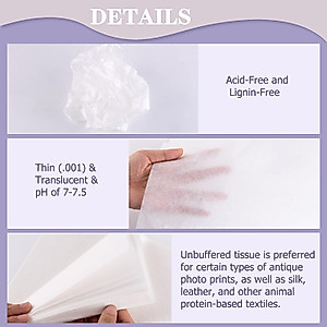 Lineco Unbuffered Acid-Free Interleaving Tissue 11" x14", Archival Tissue Preserves Papers, Photographs, Artwork and Textiles, for Black & White, Color, and Albumen Prints, Pack of 100