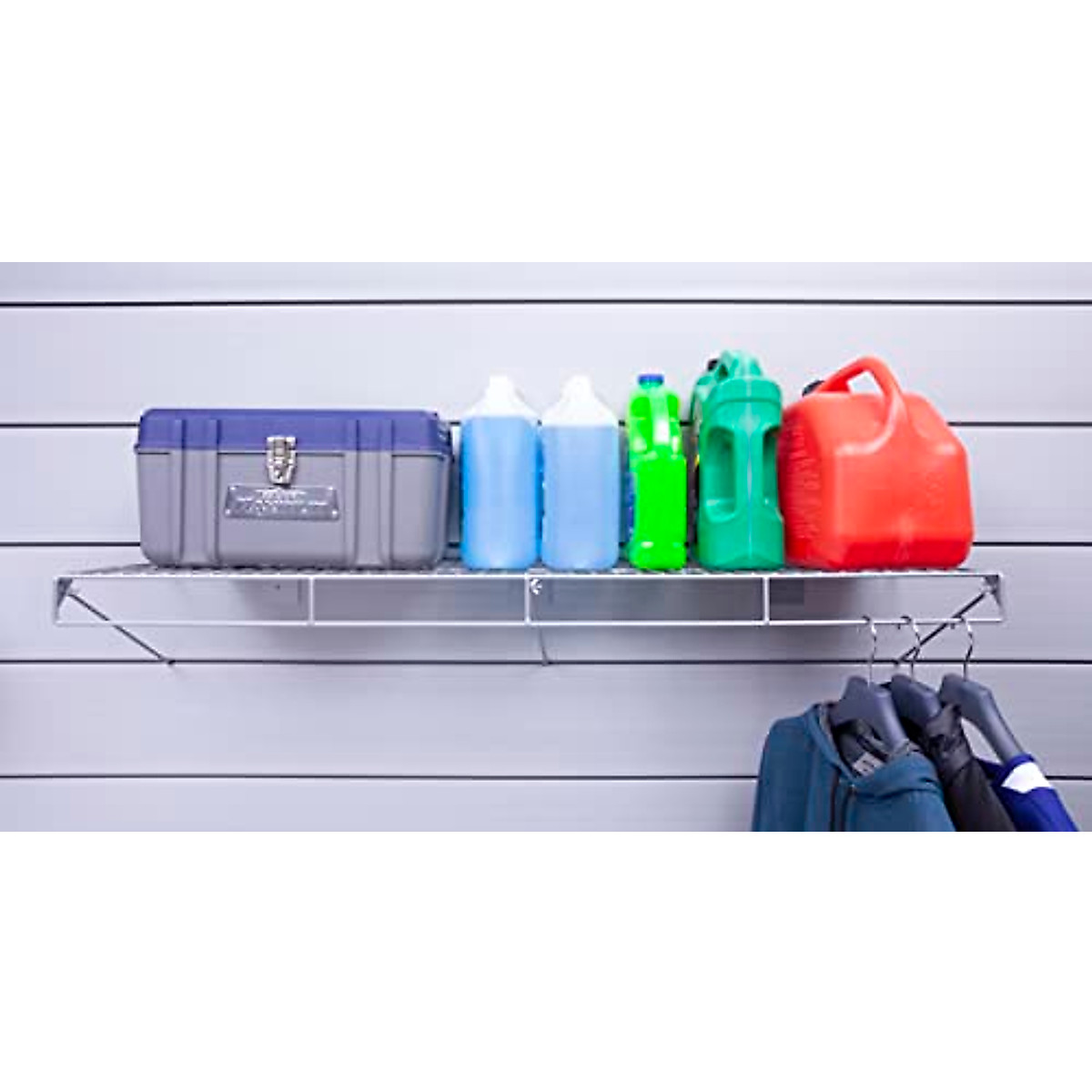 Crownwall Universal Slatwall Steel Wire Shelf with Rail, 2-Pack (48-in x 12-in)