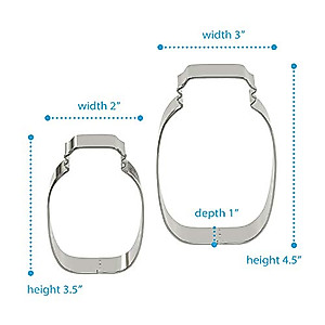 Bakerpan Stainless Steel Mason Jar Cookie Cutters, Jar Shape Cutter Set of 4 (3.5 Inch & 4.5 Inch)