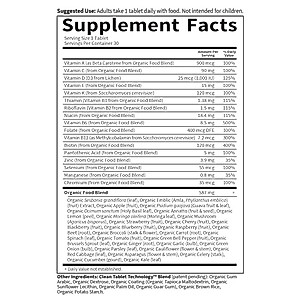 Garden of Life Organics Multivitamin for Men - Men's Once Daily Whole Food Vitamin Supplement Tablets, Vegan, 30 Count