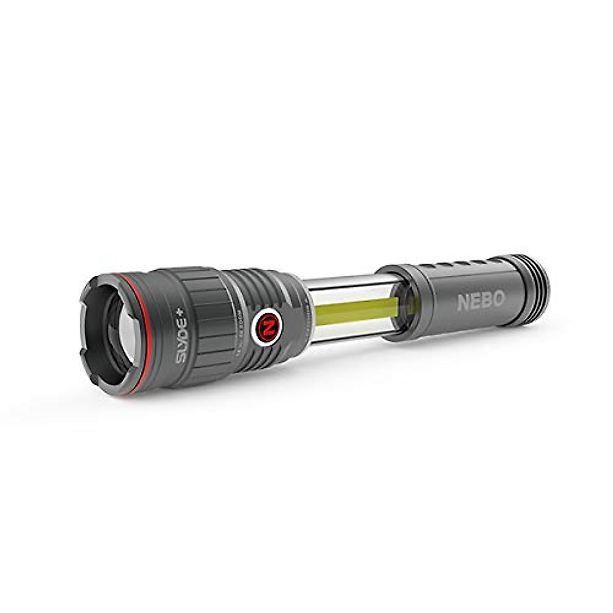 NEBO SLYDE+ Tactical LED Flashlight, Powerful 400-Lumen Bright Camping Flashlight with Slide-To-Reveal Work Light, Red Hazard Light & Magnetic Base