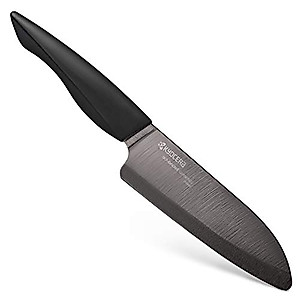 Kyocera Universal Knife Block Set Includes: Black Soft Touch Round Block and 4 Innovation Series Ceramic Knives, Z212 Black Blades