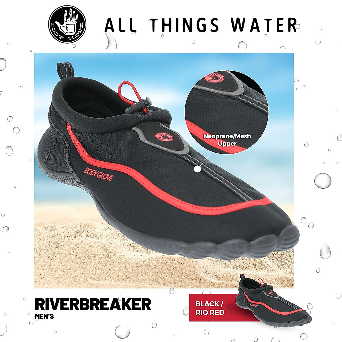 Body Glove Siphon Men (Black/Red, us_Footwear_Size_System, Adult, Men, Numeric, Medium, Numeric_9)