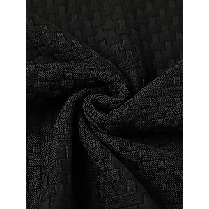 Zaitun Mens Hooded Sweatshirt Long Sleeve Solid Knitted Hoodie Pullover Sweater Black