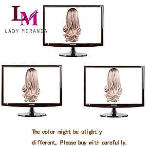 LADY MIRANDA Blonde Wigs for White Women Brown to Ash Blonde Natural Looking High Density Heat Resistant Synthetic Hair Weave Full Wigs for Women Middle Part Long Ombre Blonde Wavy Wig (T/Ash Blonde)