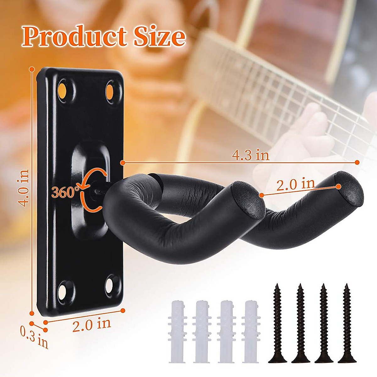 Guitar Wall Mount Guitar Hanger Acoustic Electric Guitar hanger Bass Ukulele Black hook Metal Holder Hangers