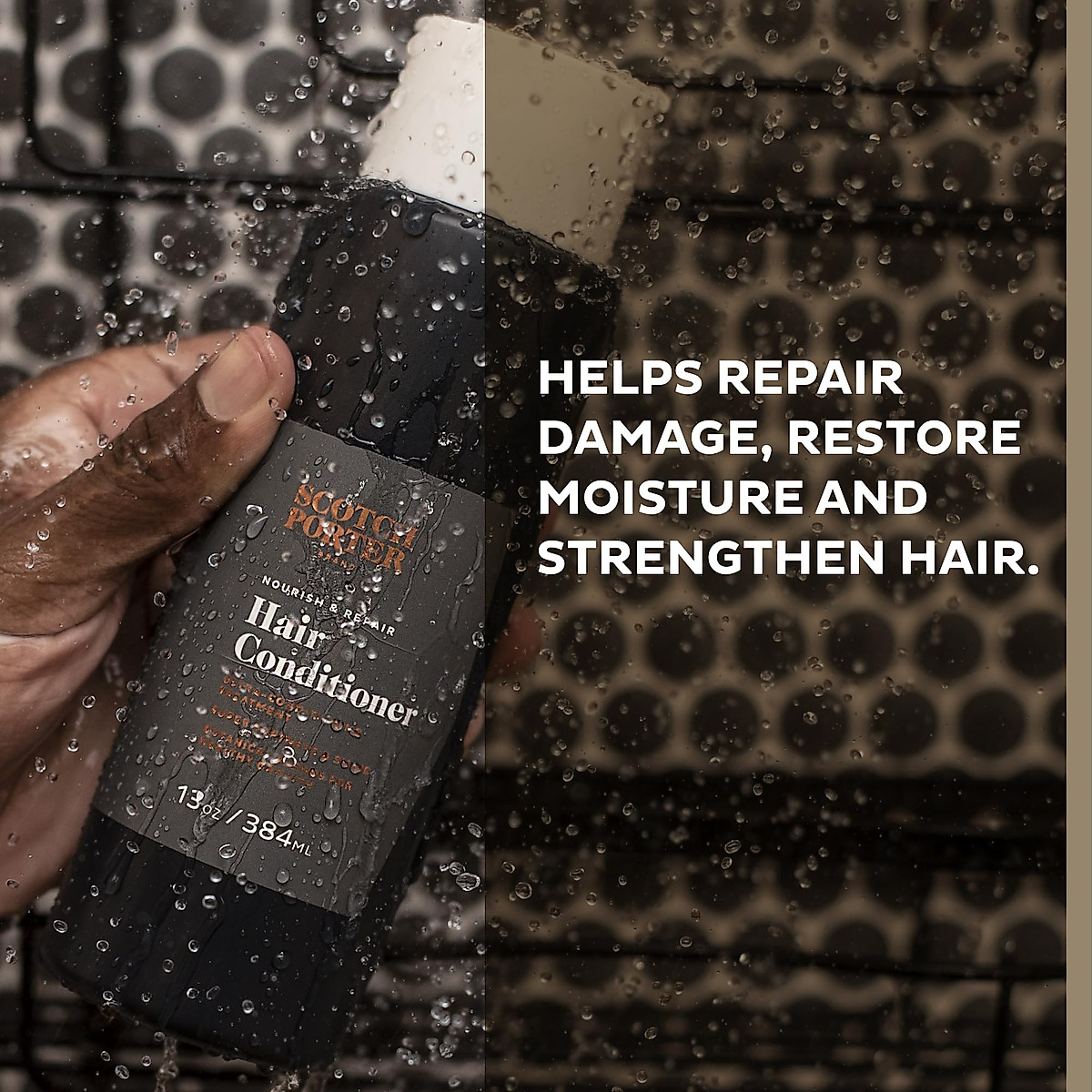 Scotch Porter Nourish & Repair Hair Conditioner for Men | Strengthens, Softens & Prevents Frizz | Free of Parabens, Sulfates & Silicones | Vegan | 13oz Bottle